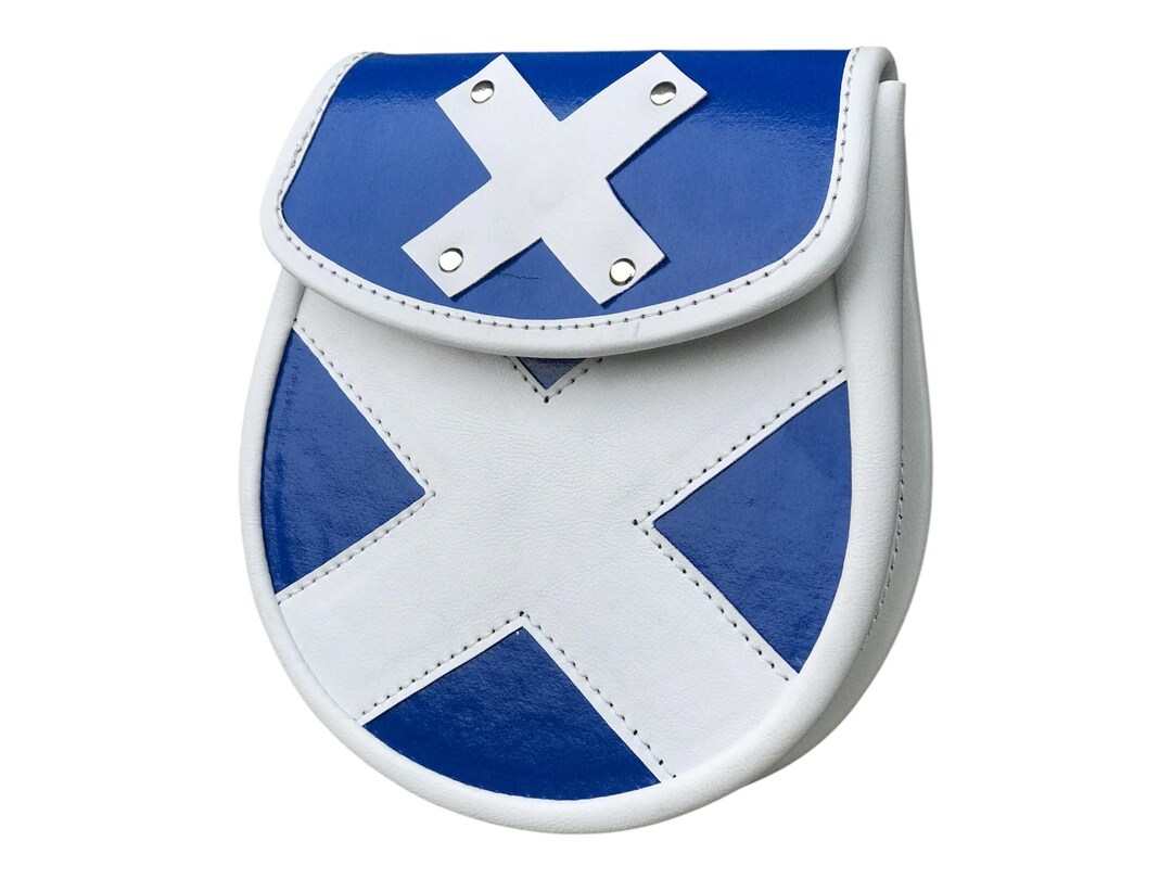 Scottish Kilt Sporran Saltire Flag Celtic Sporran White & Blue Sporran ...