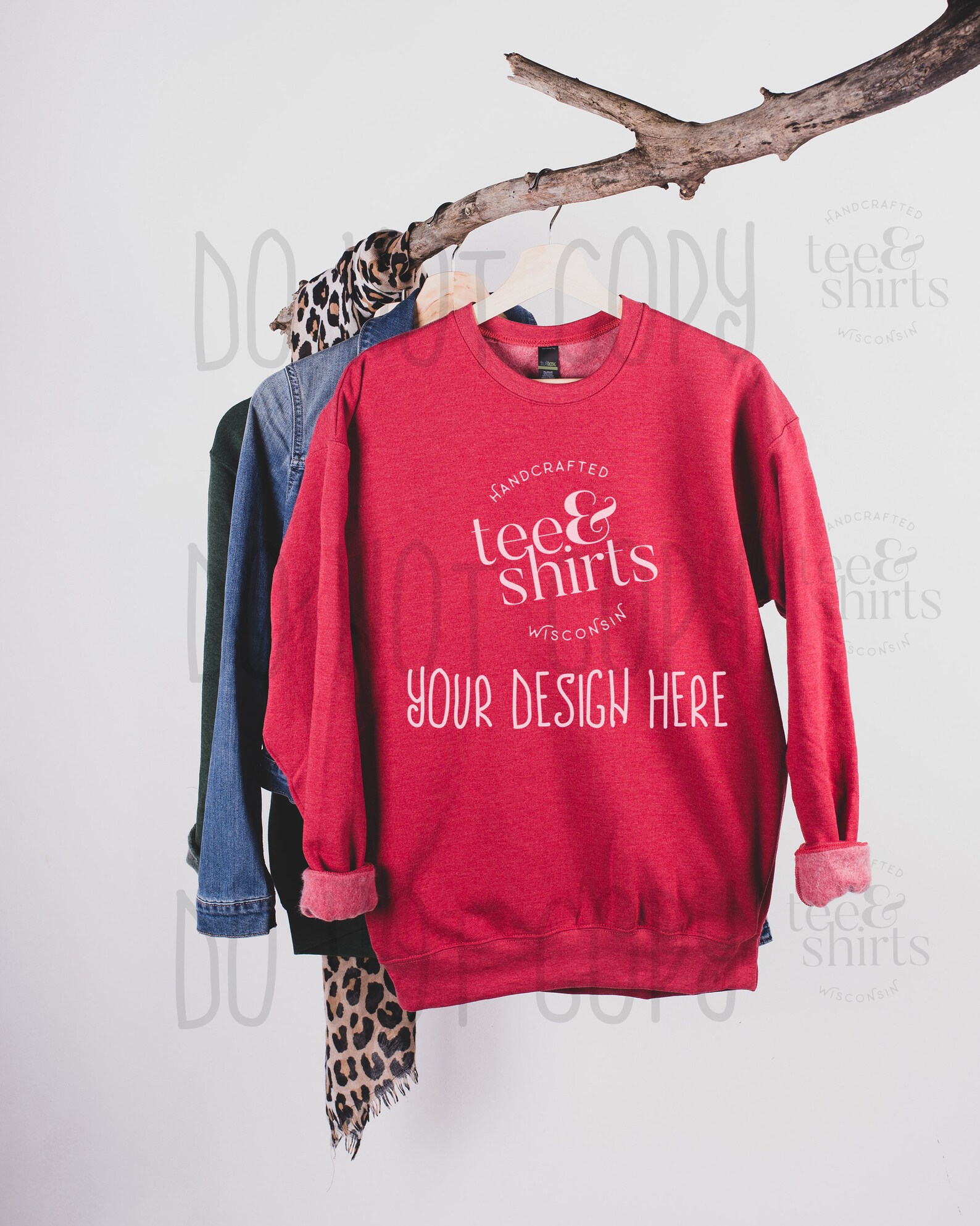 DIGITAL DOWNLOAD Tultex 340 Hoodie Mockup Heather Red Hanging ...
