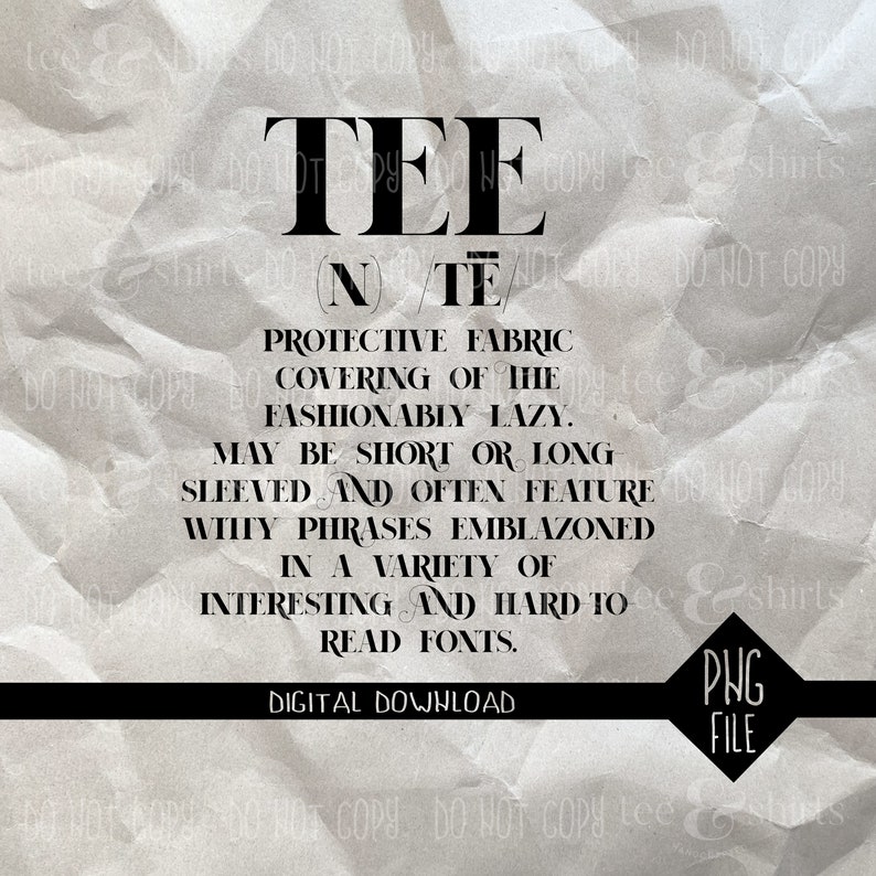 DIGITAL DOWNLOAD PNG Tee Definition Tshirt Sublimation Screen Print ...