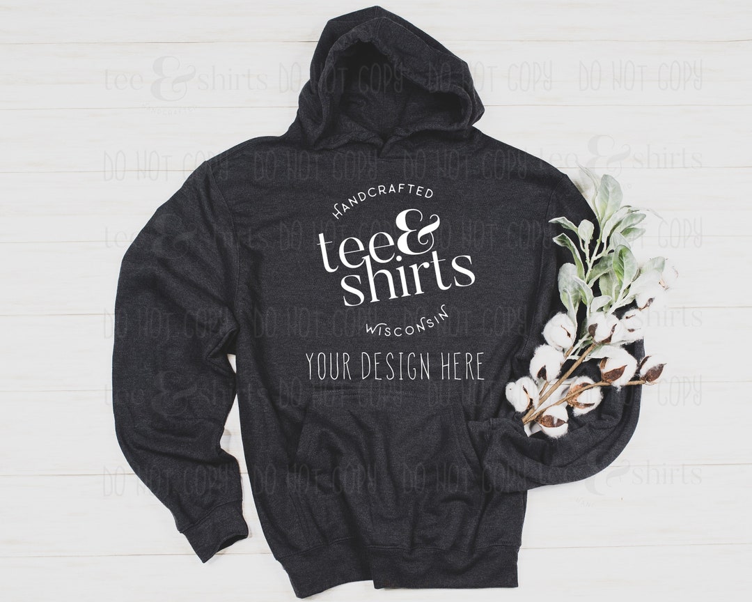 DIGITAL DOWNLOAD Tultex 320 Hoodie Mockup Heather Graphit flach liegen ...