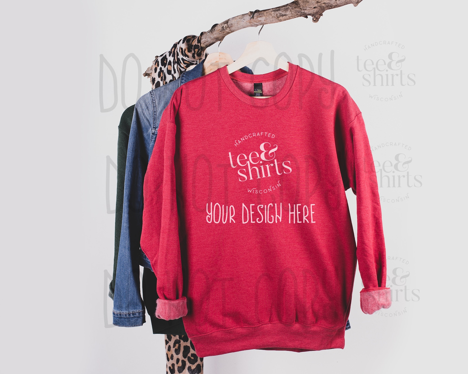 DIGITAL DOWNLOAD Tultex 340 Hoodie Mockup Heather Red Hanging ...