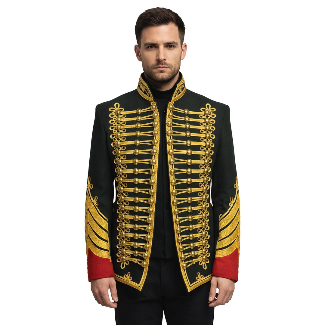 Men's Gold Braided Military Jacket | Hussar Parade Uniform - Etsy
