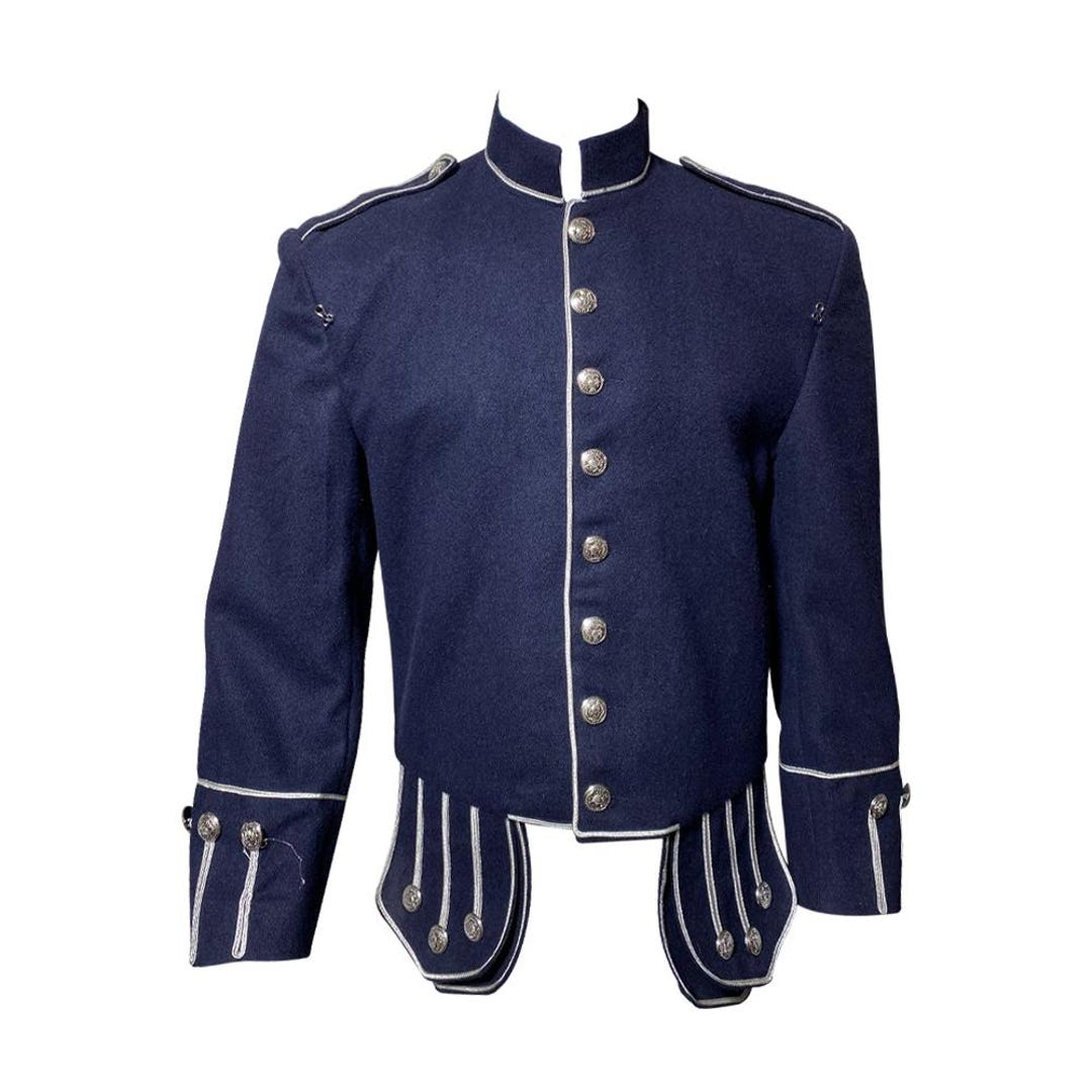 Doublet Tunic Wool Blazer Piper and Drummer Jacket Blue & Silver ...