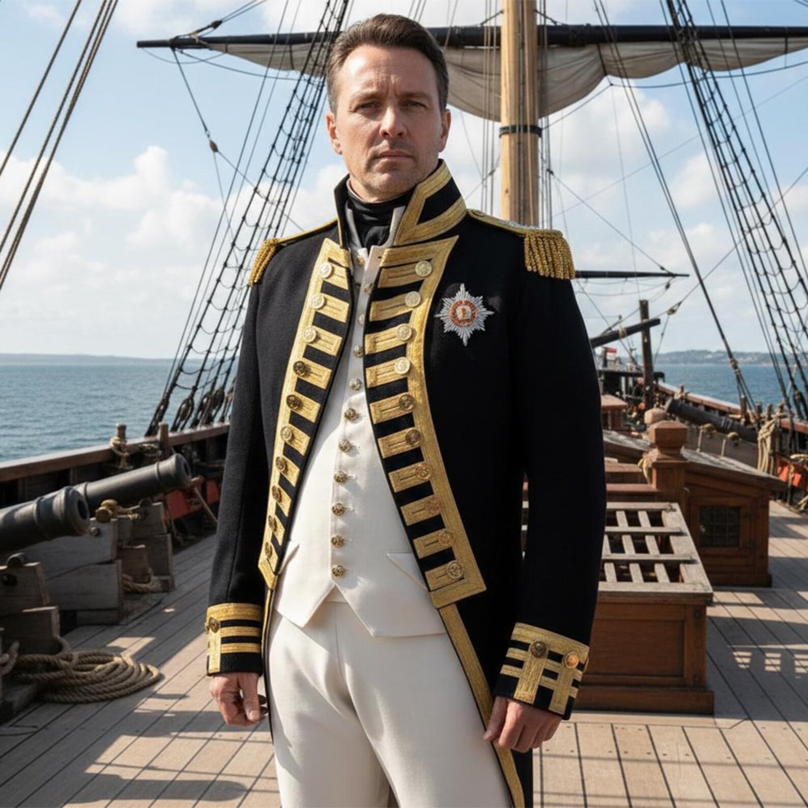 British Vice Admiral Military Jacket - Handmade Steampunk Hussar ...