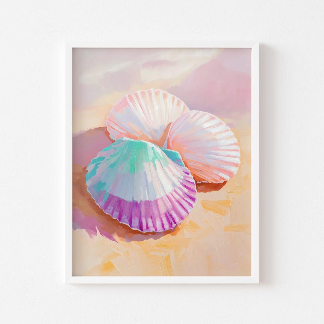 Seashell Wall Art – Scallop Poster – Digital Download – Pastel ...