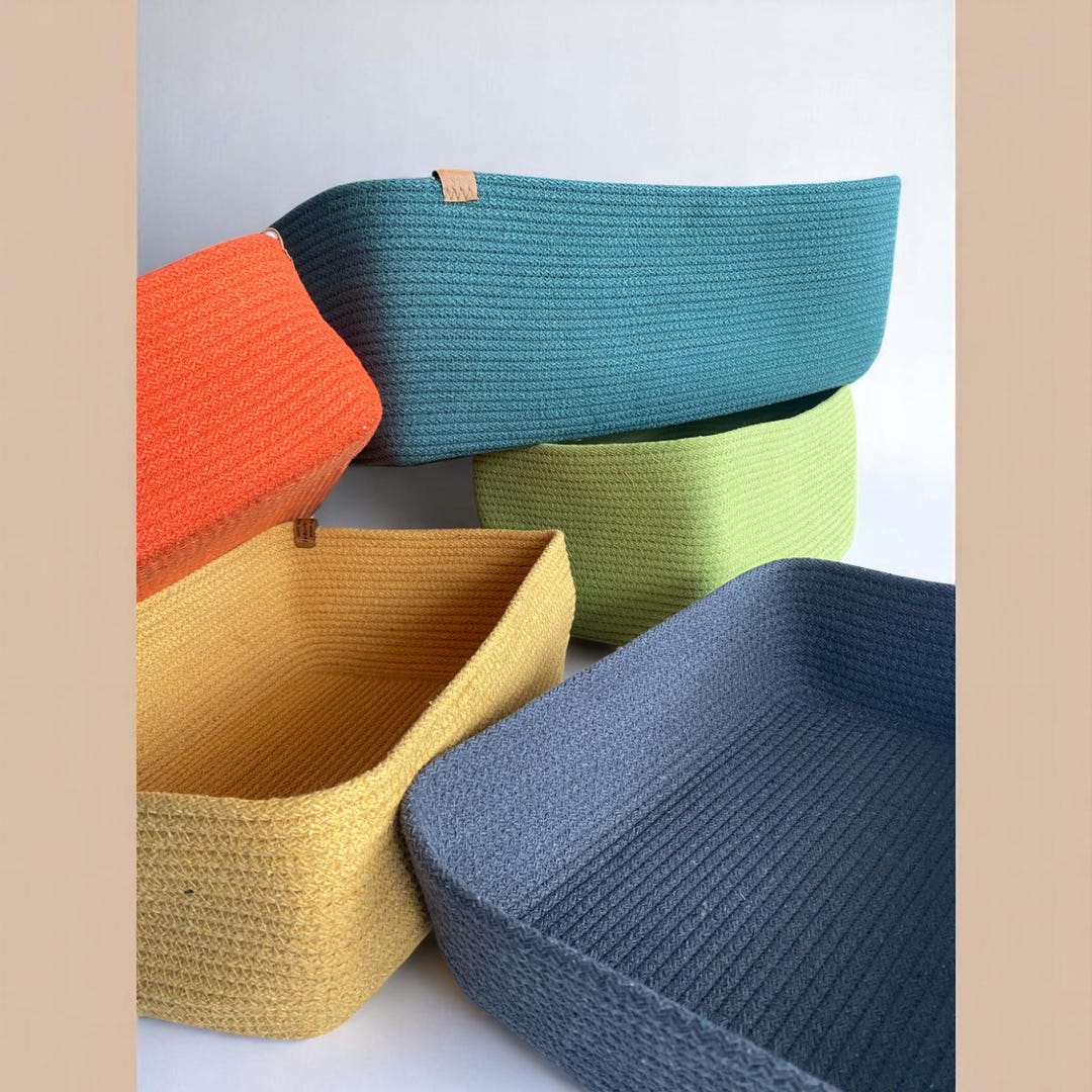 Cotton Rope Basket, Custom Size Baskets, Custom Size Organizer, Square ...