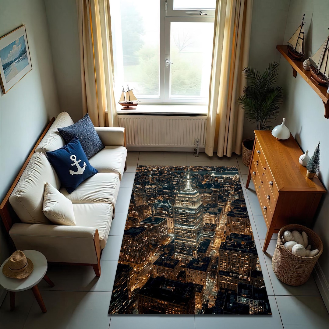 Luxury City Rug: Night Skyscraper Modern Urban Carpet - Etsy