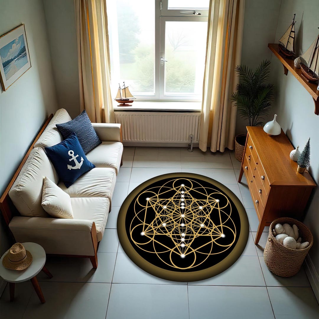 Flower of Life Round Rug: Sacred Geometry Yoga Meditation Mat - Etsy