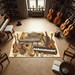 Music Instruments Rug, Music Room Mat, Retro Style Music Carpet, Piano ...