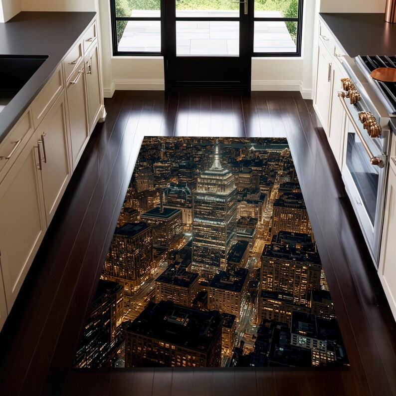 Luxury City Rug: Night Skyscraper Modern Urban Carpet - Etsy