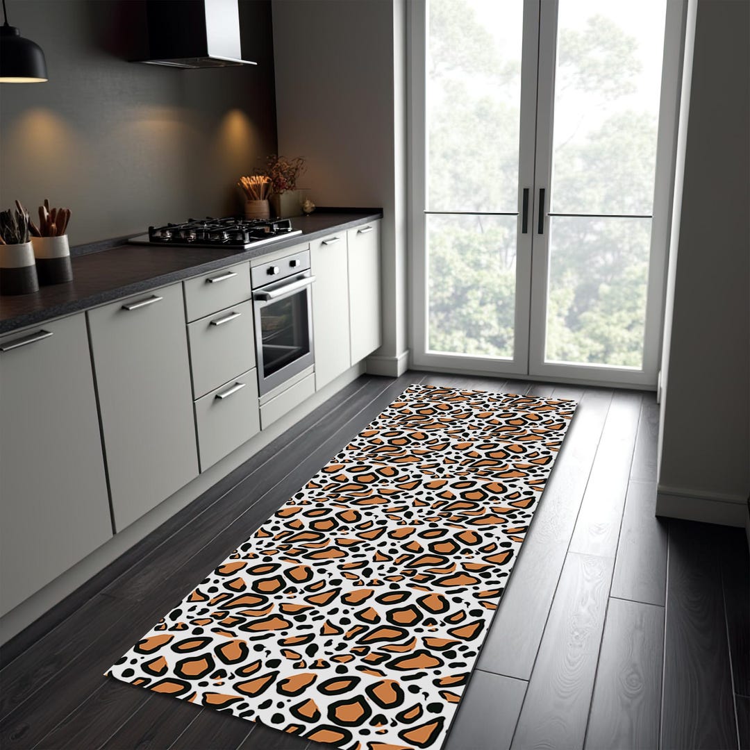 Leopard Print Runner Rug, Animal Skin Pattern Hallway Carpet, Safari ...