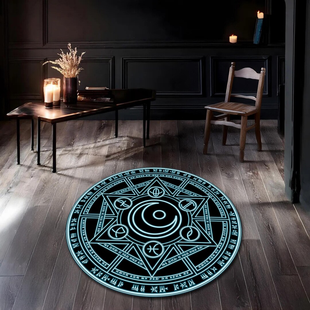Transmutation Rug, Magic Circle, Round Pentacle Carpet, Summoning Mat ...