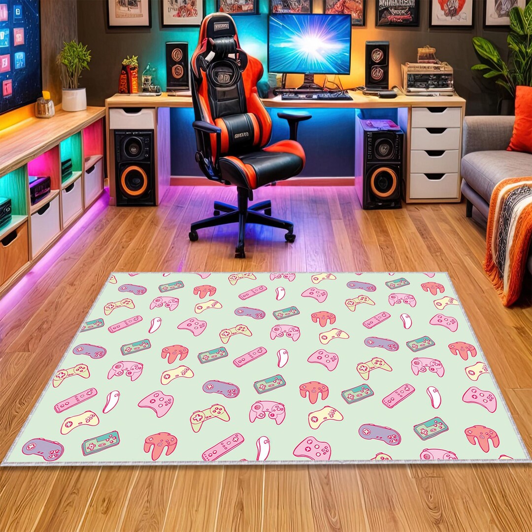 Game Controller Rug, Colorful Gaming Mat, Nonslip Playroom Carpet ...