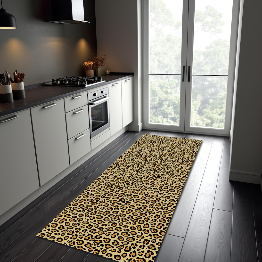 Cheetah Print Runner Rug, Safari Animal Skin Design, Long Hallway Floor ...