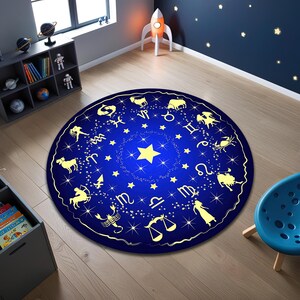 Zodiac Symbols Stars Rug, Astronomy Carpet, Gemini, Cancer, Aries ...