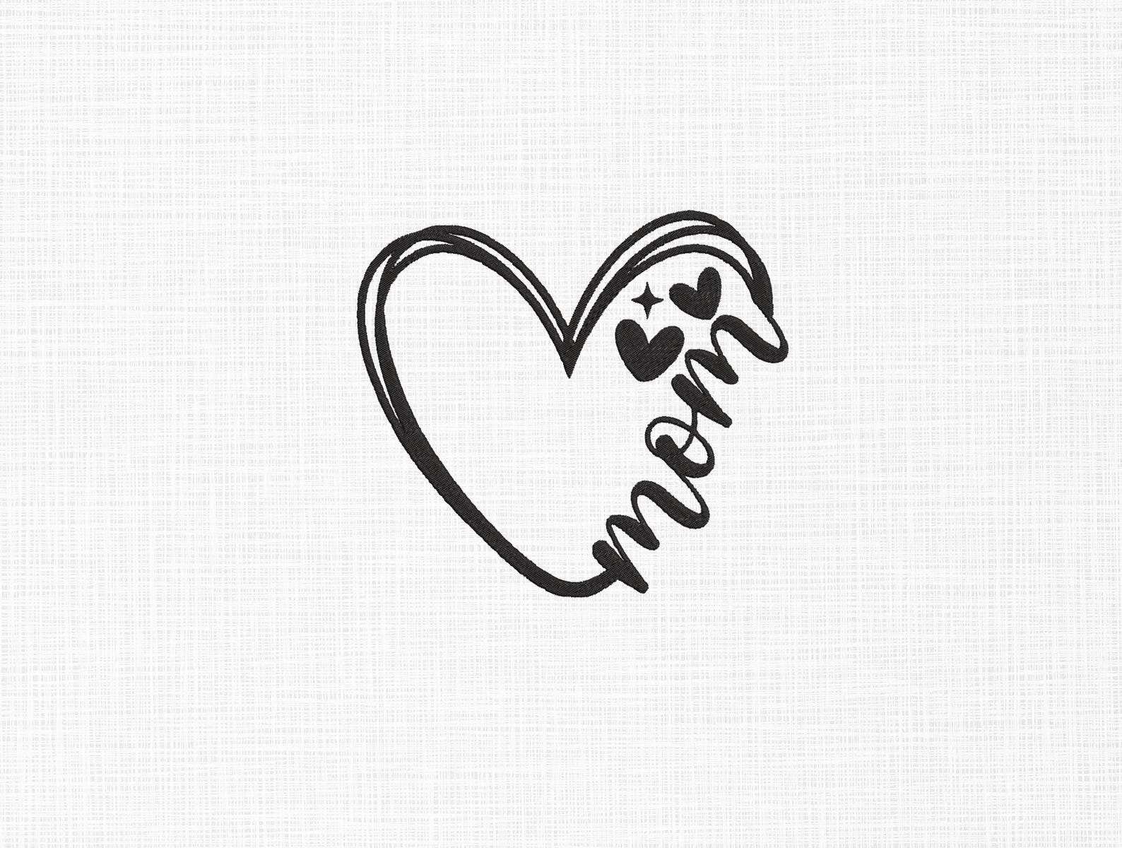 Mom Heart Embroidery Design Mother's Day Embroidery Mama Love ...