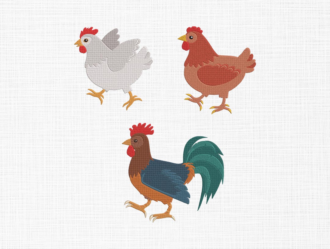 Rooster Embroidery Design Chicken Embroidery Design Farm Animals ...