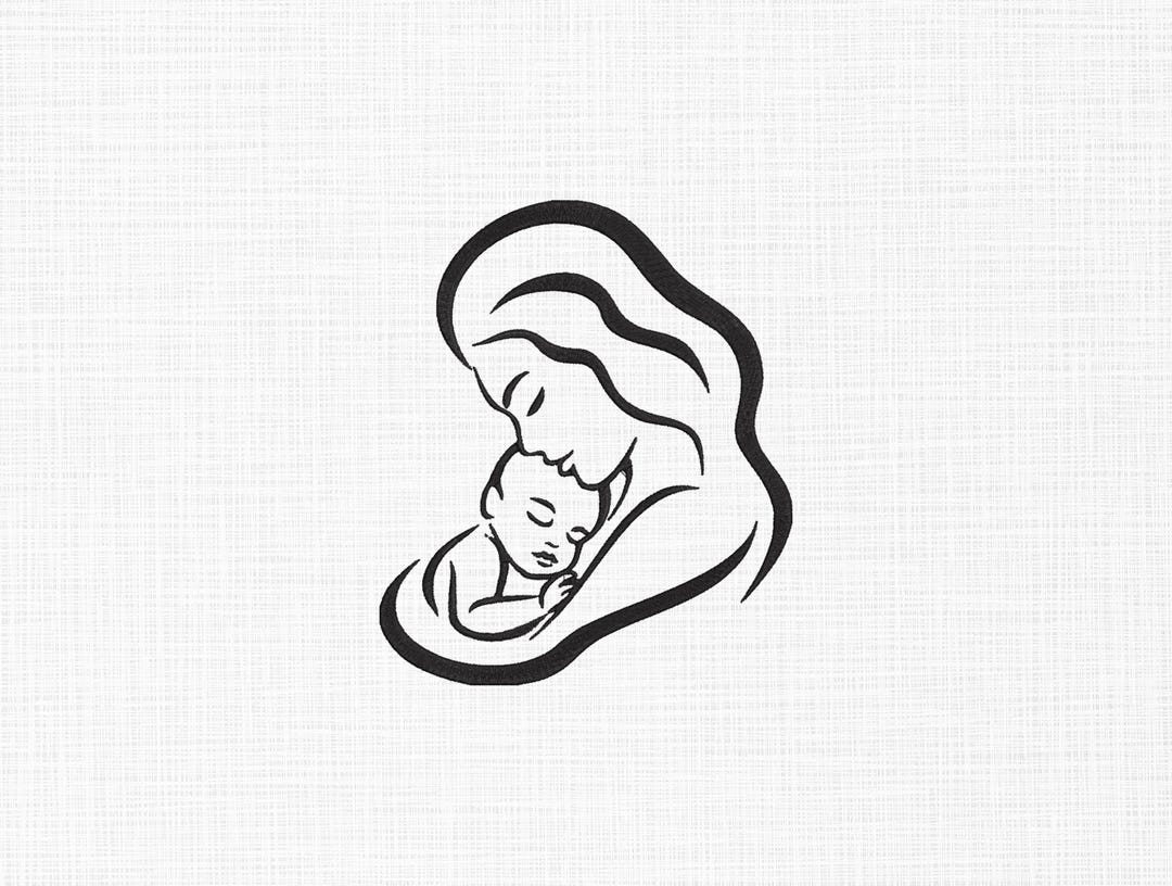 Mom With Baby Embroidery Design Mother's Day Embroidery Design Mother's ...