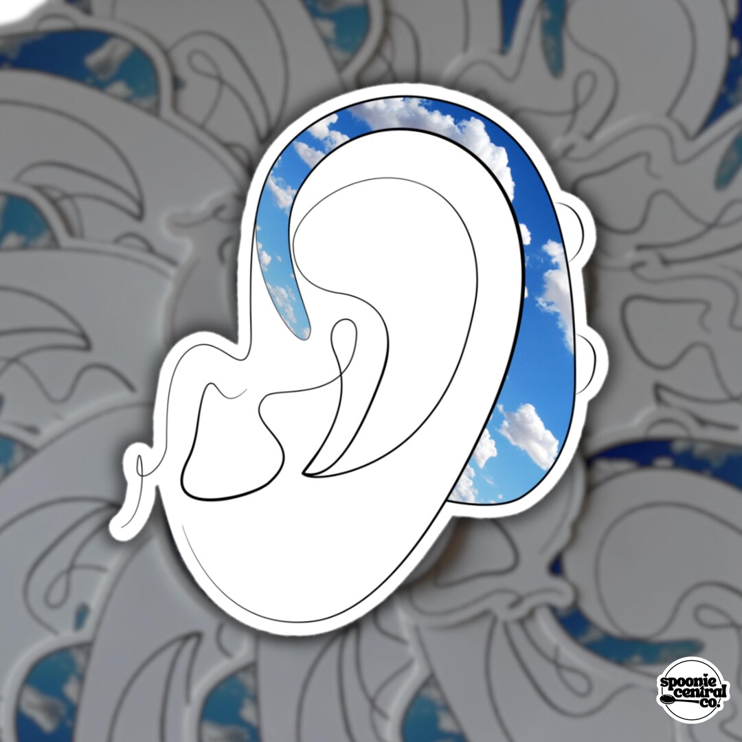 Hearing Aid Sticker: Line Art, Blue Sky & Clouds Vinyl Decal - Etsy