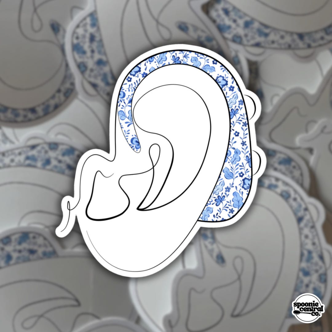 Blue Floral Hearing Aid Sticker: Waterproof Vinyl Ear Accessory - Etsy