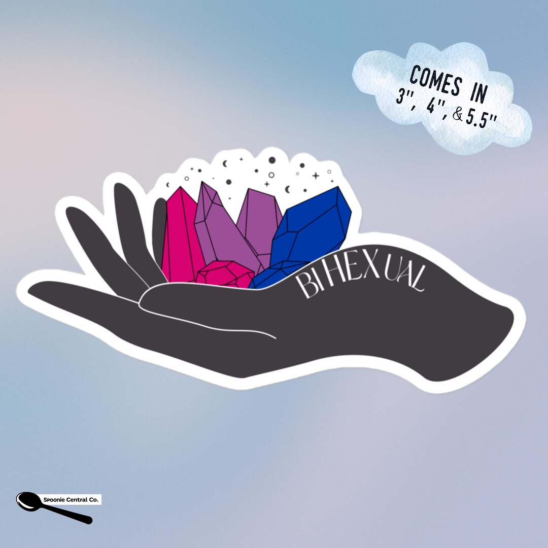 Bisexual Pride Sticker Black Hand Holding Crystals Bihexual LGBTQ ...