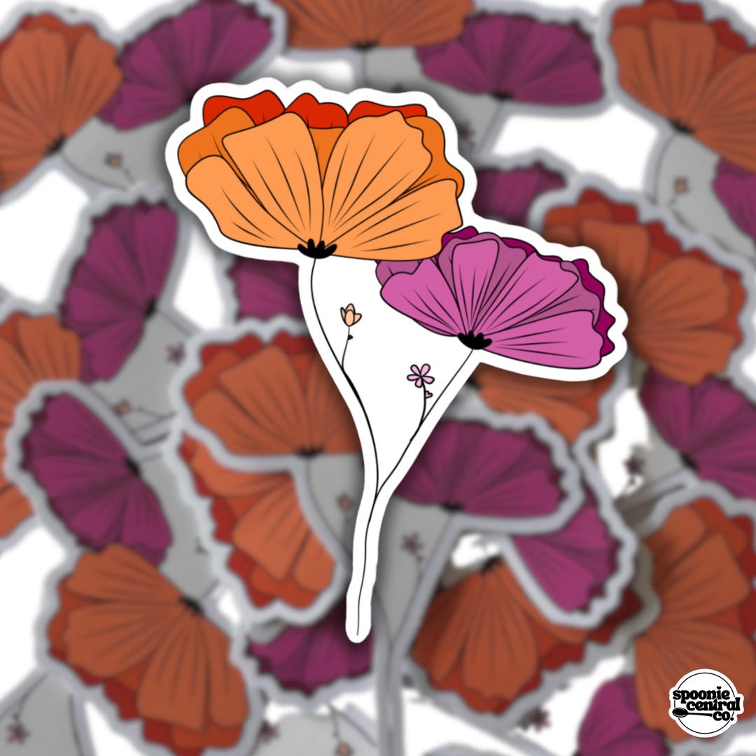 Lesbian Pride Flag Poppy Sticker: LGBTQ+ Vinyl Decal - Etsy