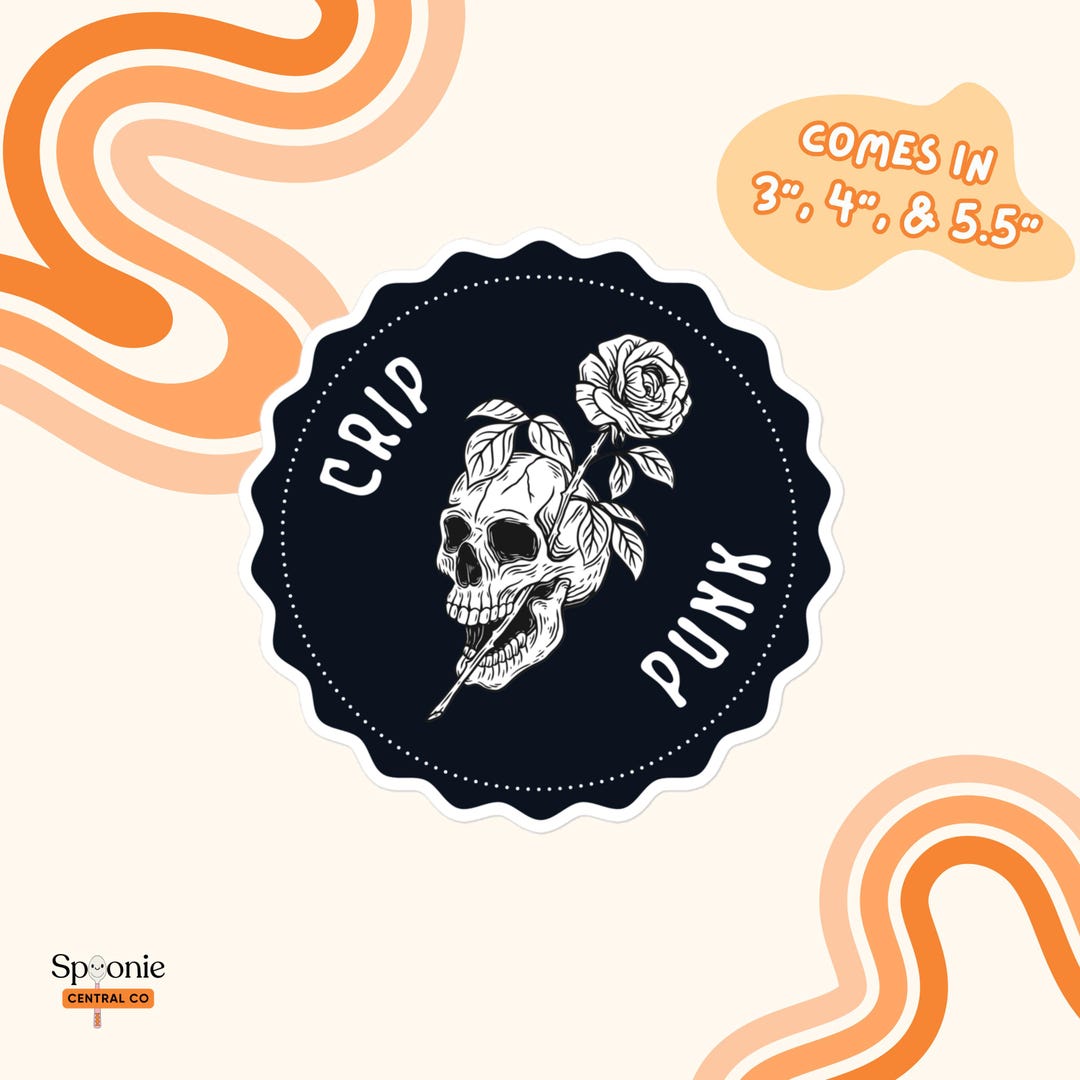 Crip Punk Sticker - Black Flower & Skull Design - Edgy Vinyl Decal for ...