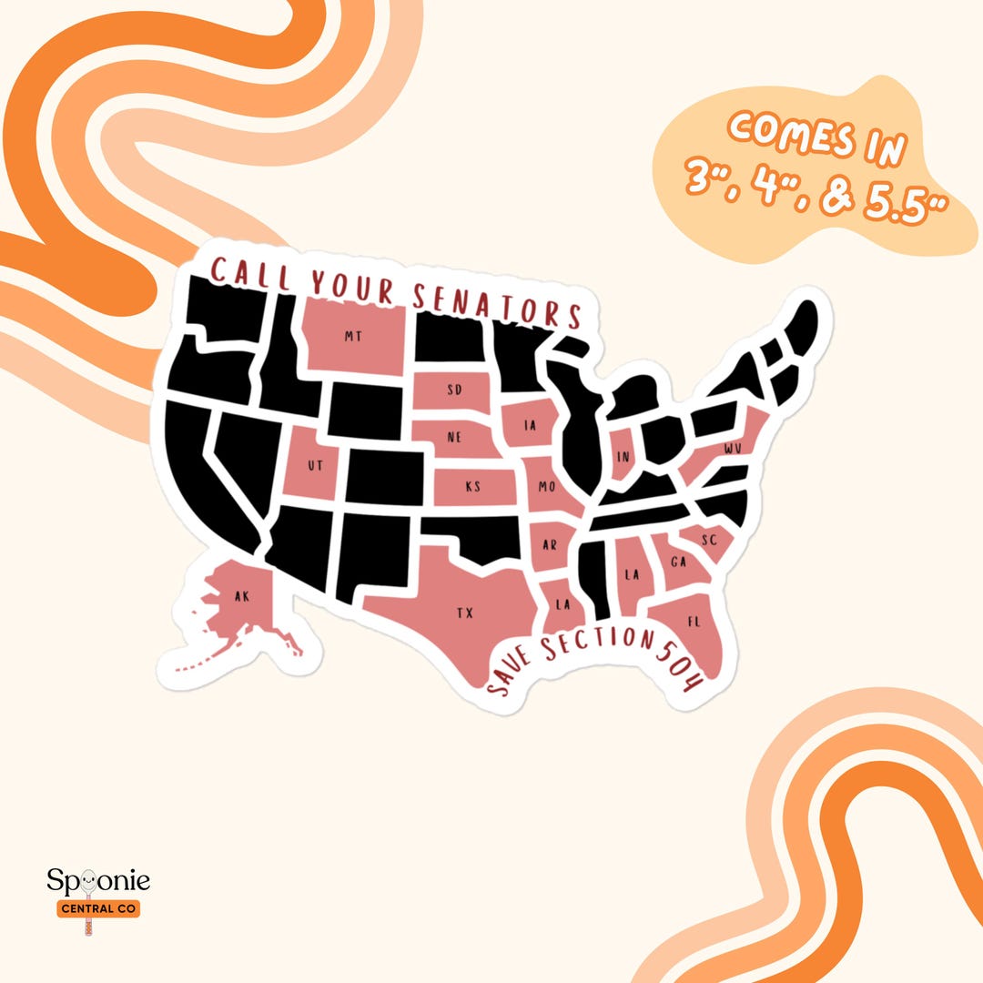 Section 504 Map Sticker for Disability Rights | Call Your Senators ...