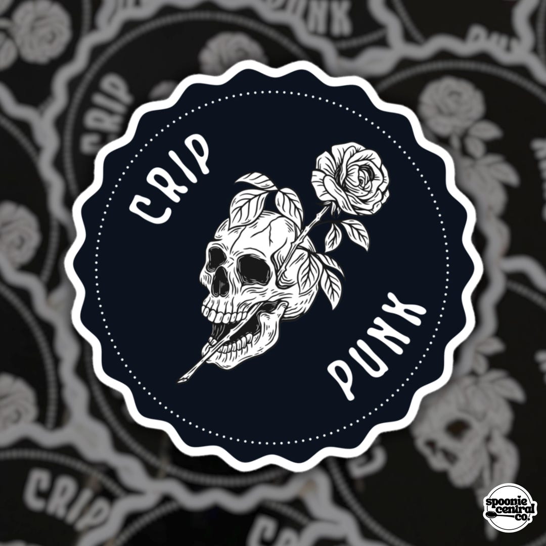 Crip Punk Sticker: Skull & Flower Vinyl Decal - Etsy