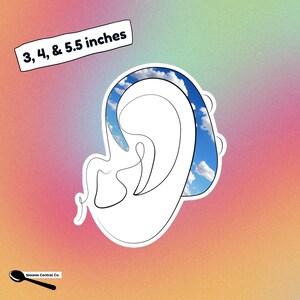 Hearing Aid Ear Sticker | Line Art Design With Blue Sky & Clouds ...