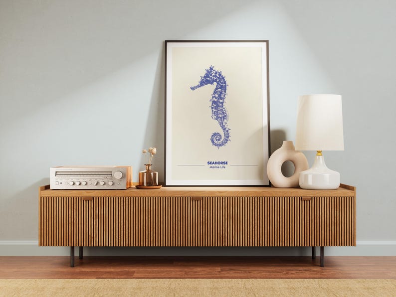 Vintage Seahorse Print – Marine Biology Art, Nautical Ocean Poster ...