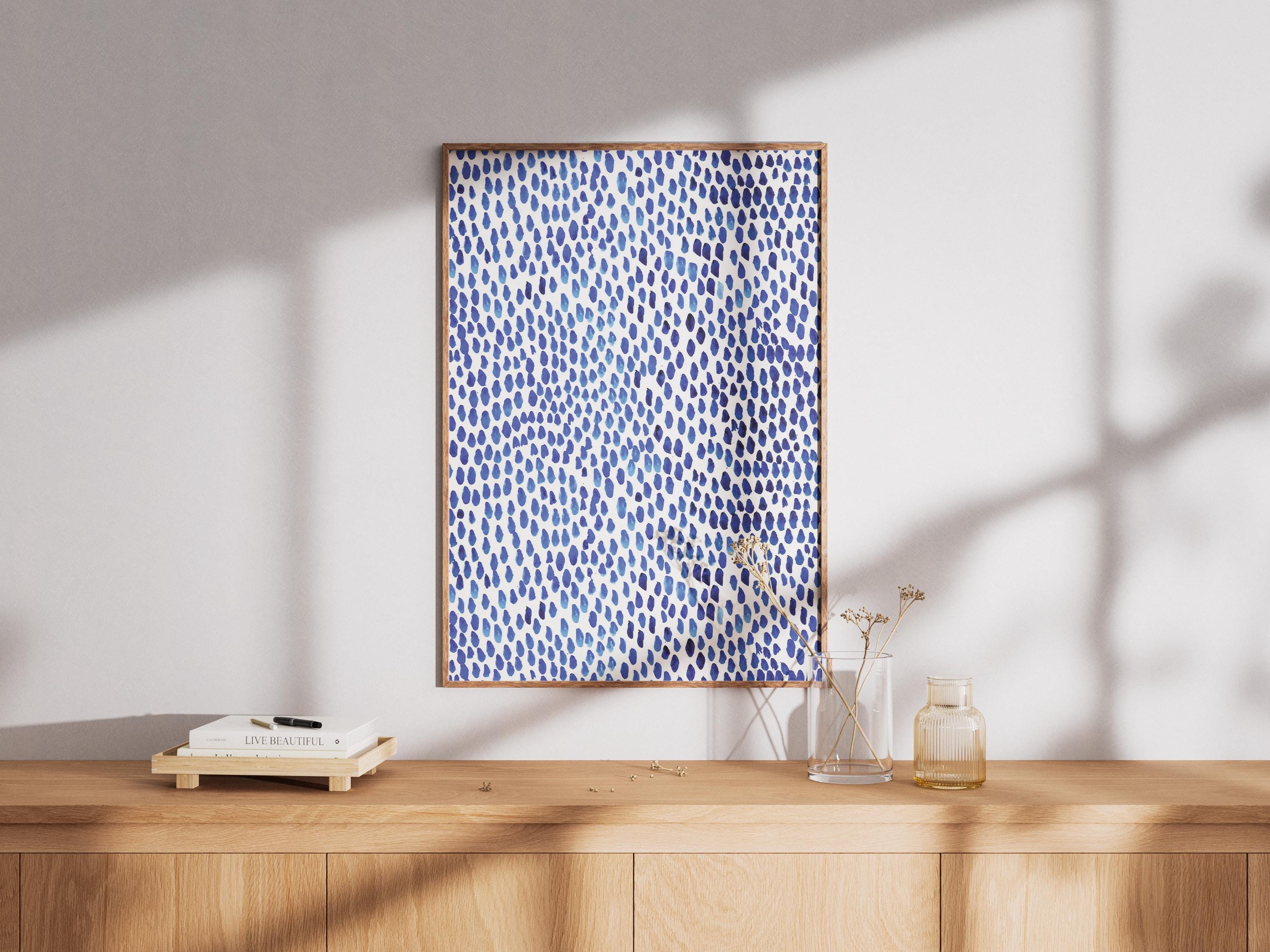 Blue Abstract Dot Print Blue Sea Wall Art Blue Modern Artwork Gallery ...