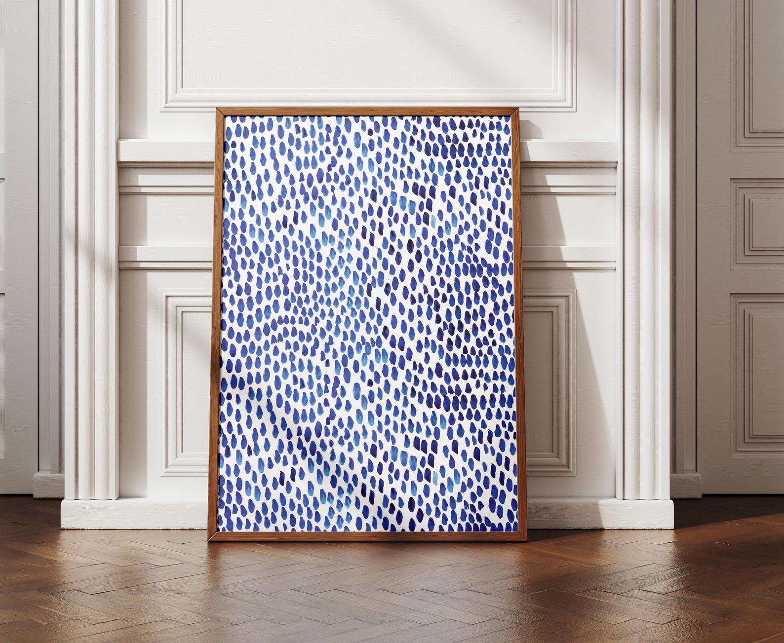 Blue Abstract Dot Print Blue Sea Wall Art Blue Modern Artwork Gallery ...