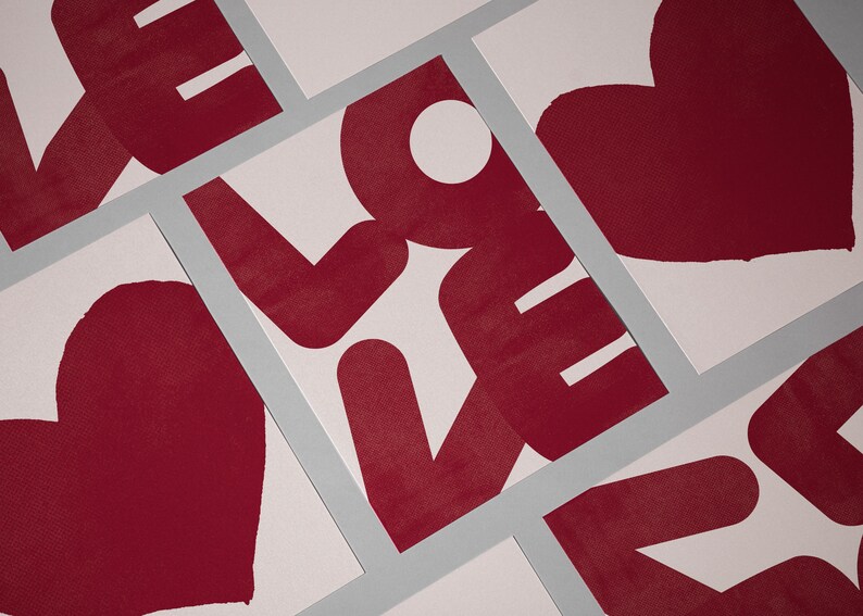Red Heart Love Wall Art Set of 2 Romantic Poster Girly Room Decor Print ...