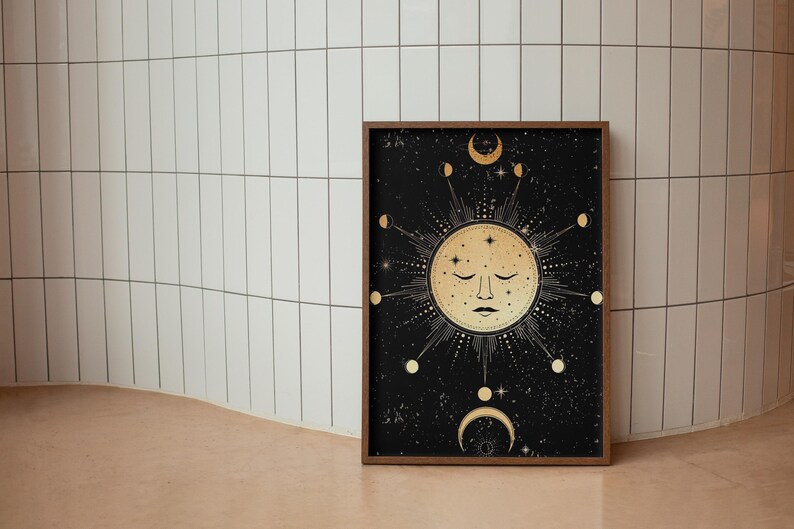 Celestial Prints Boho Sun Art Vintage Celestial Wall Art Celestial ...
