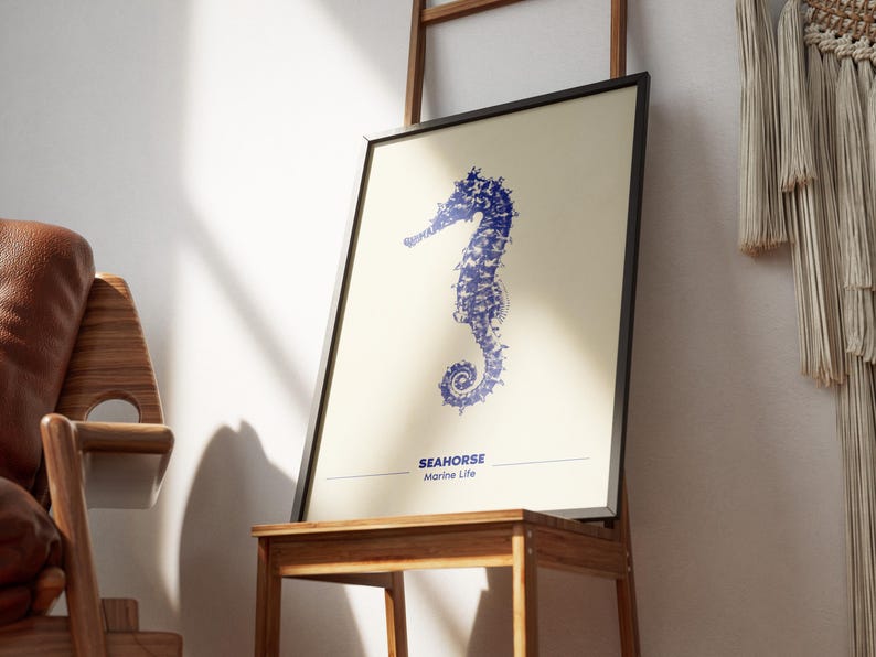 Vintage Seahorse Print – Marine Biology Art, Nautical Ocean Poster ...