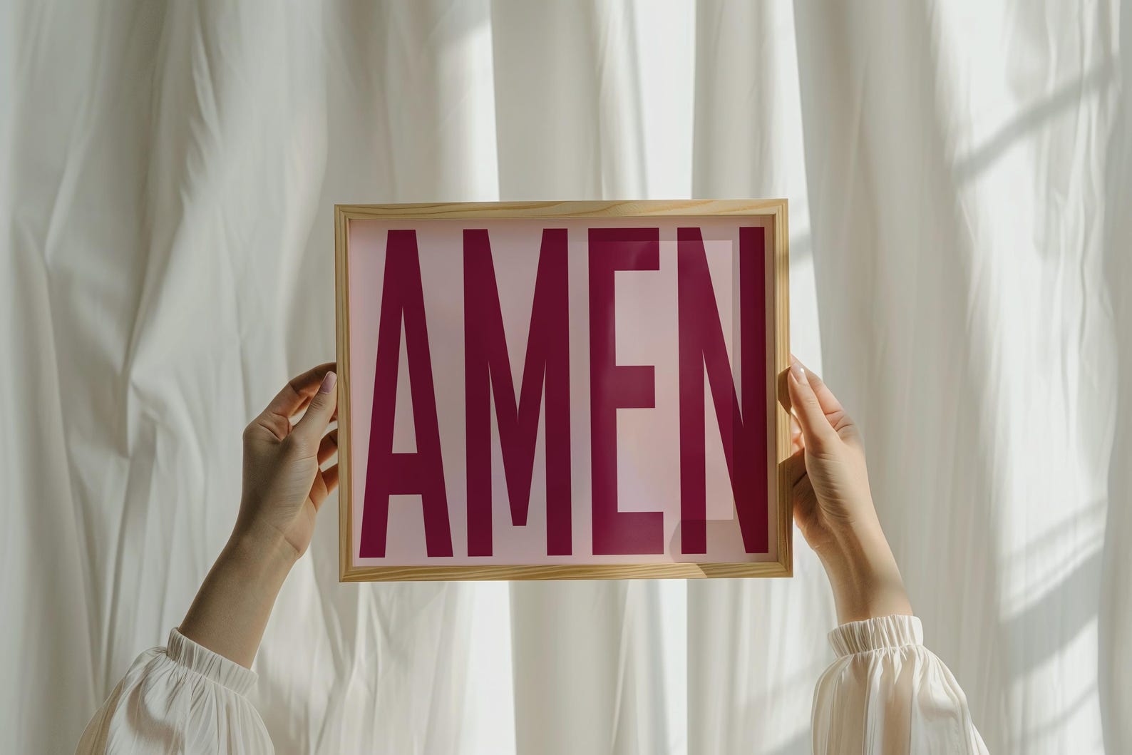 Amen Print Jesus Typography Poster Trendy Christian Wall Art Retro ...