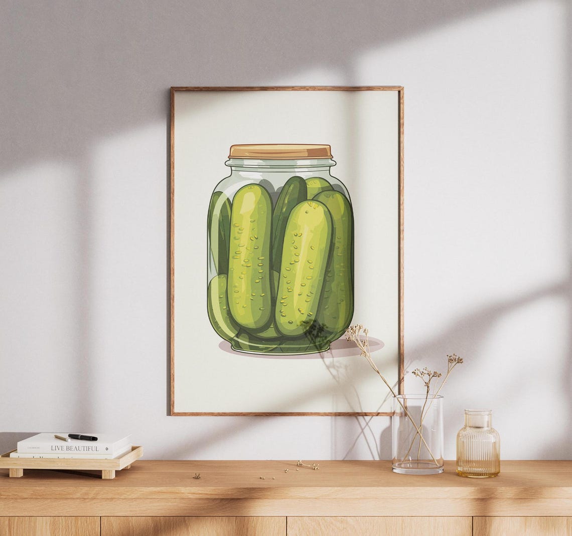 PICKLE JAR Fun Retro Vintage Food Home Poster Wall Art Living Dining ...