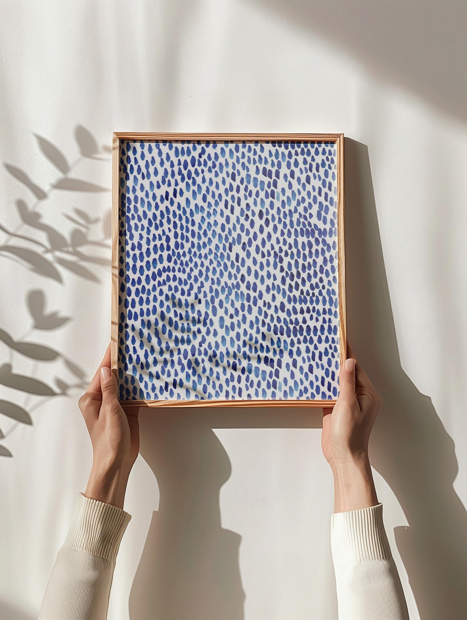 Blue Abstract Dot Print Blue Sea Wall Art Blue Modern Artwork Gallery ...