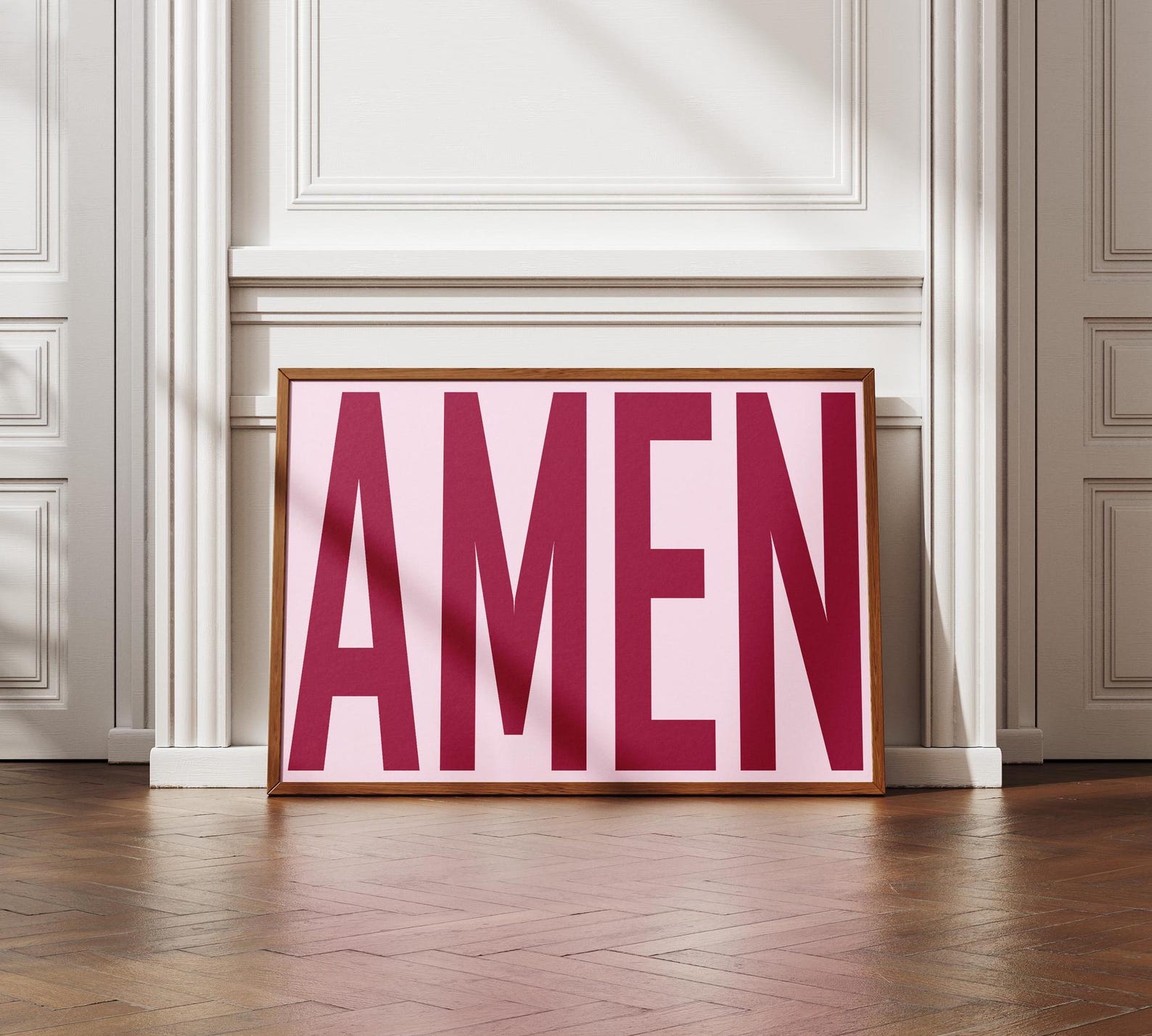 Amen Print Jesus Typography Poster Trendy Christian Wall Art Retro ...