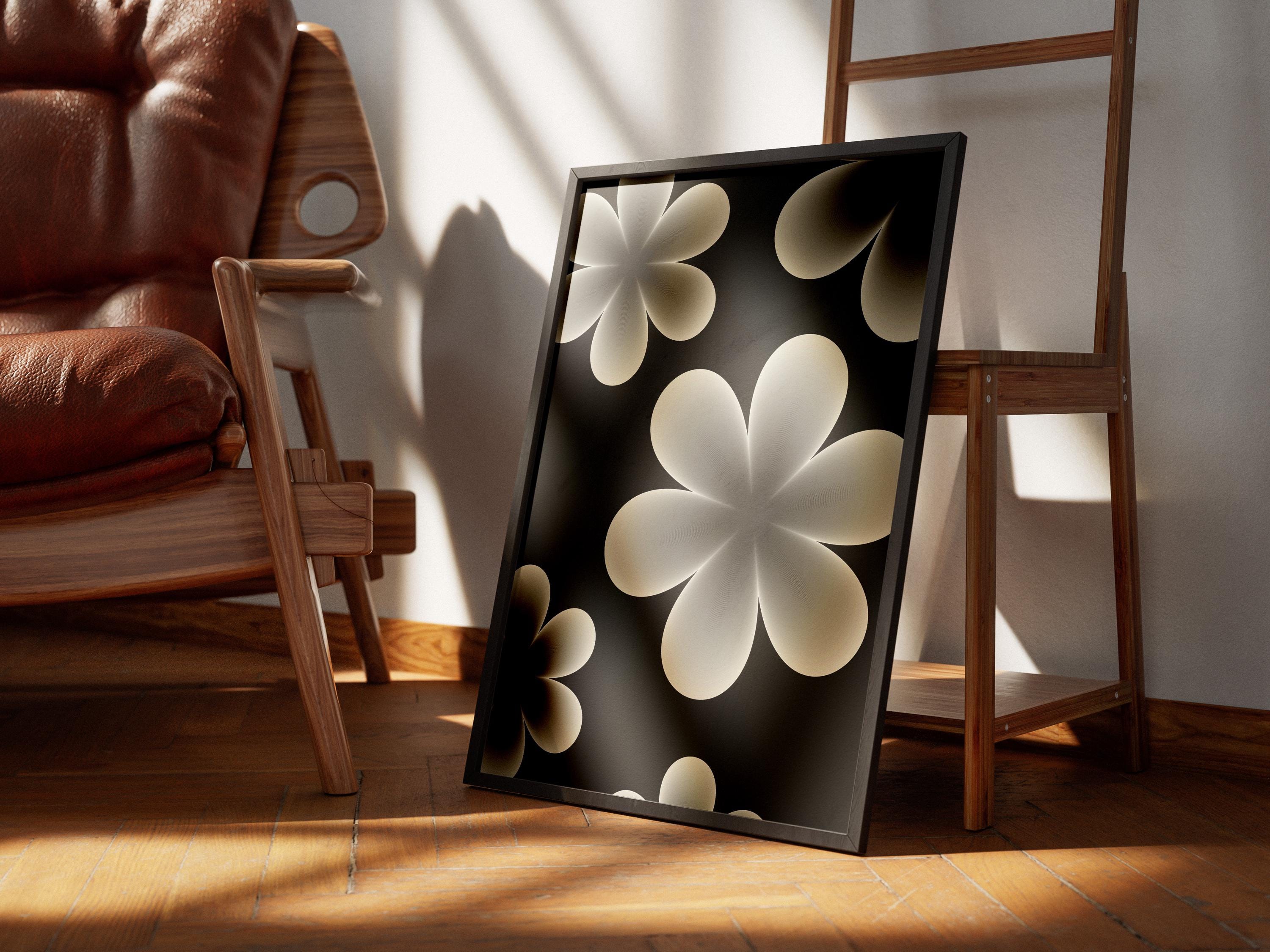 GRADIENT FLOWER ART, White Black Wall Art, Printable Wall Art, Modern ...