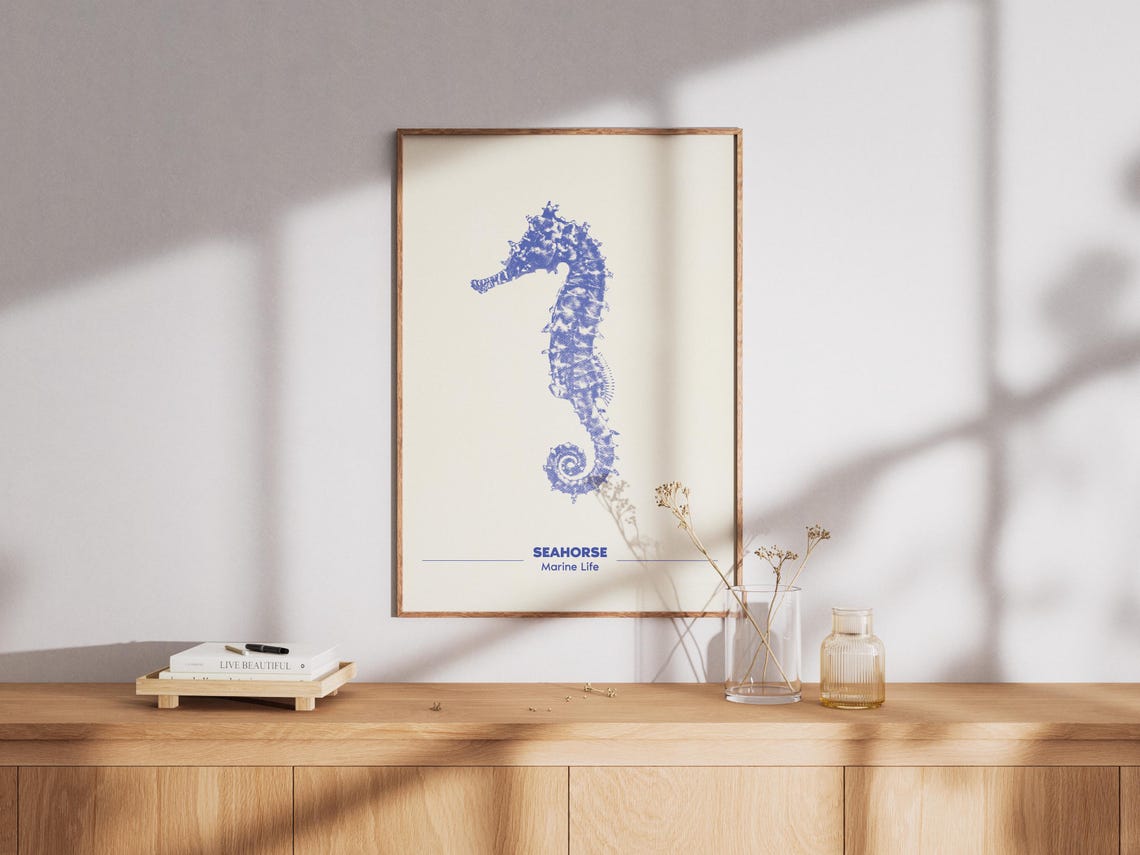 Vintage Seahorse Print – Marine Biology Art, Nautical Ocean Poster ...