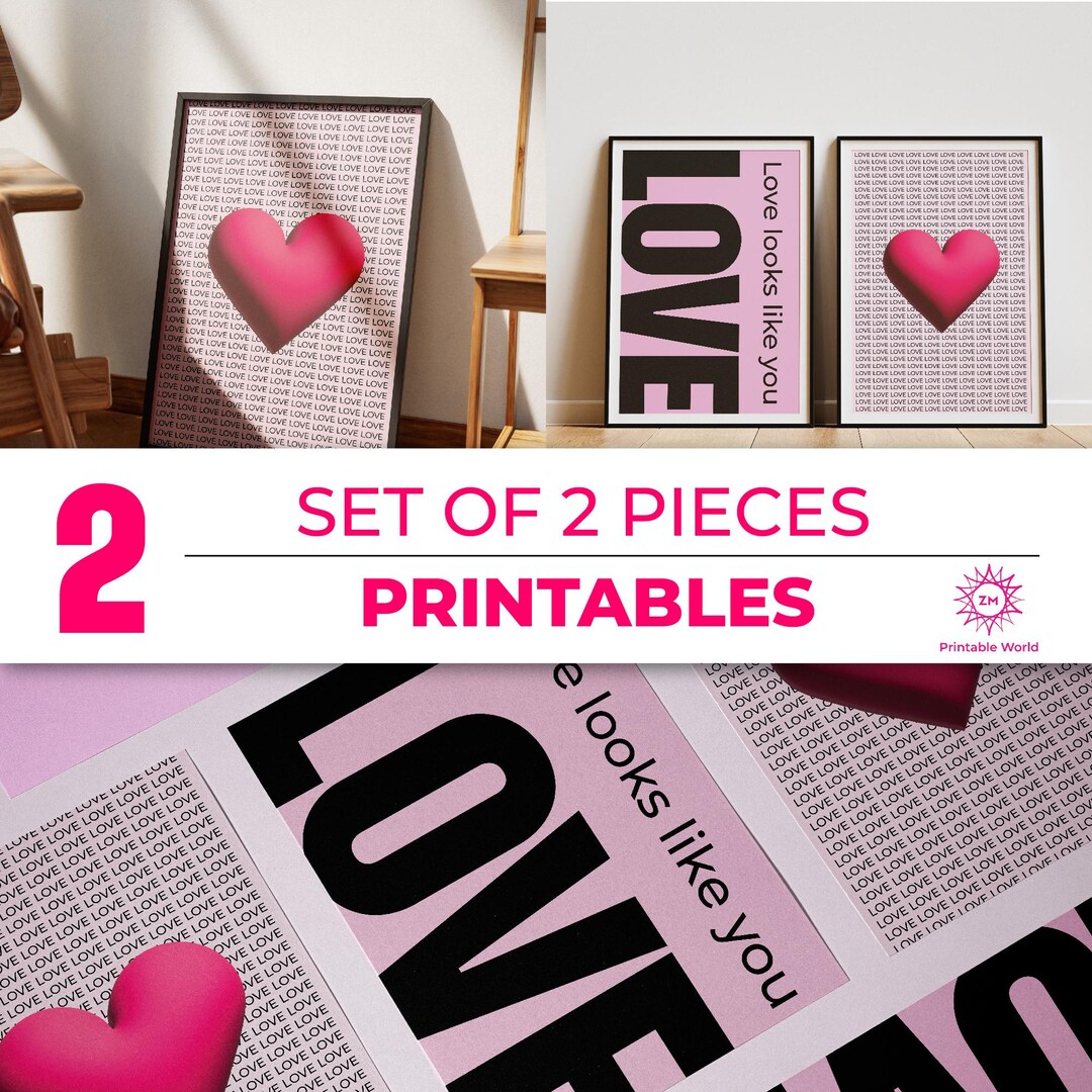 Love Looks Like You Posters Love Pink Heart 3D Prints Romantic Heart ...