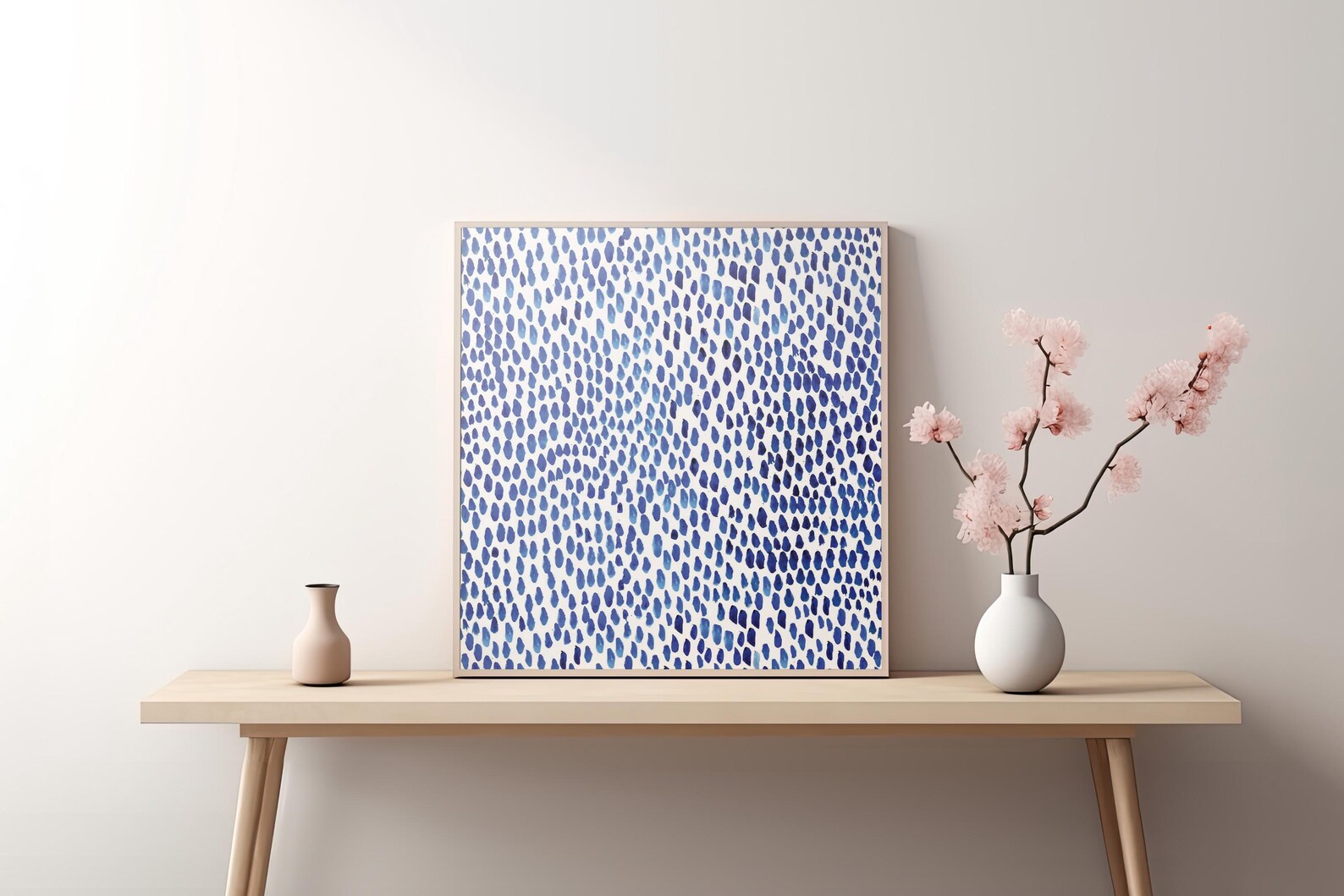 Blue Abstract Dot Print Blue Sea Wall Art Blue Modern Artwork Gallery ...