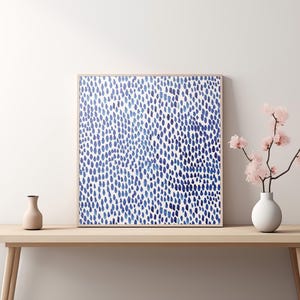 Blue Abstract Dot Print Blue Sea Wall Art Blue Modern Artwork Gallery ...