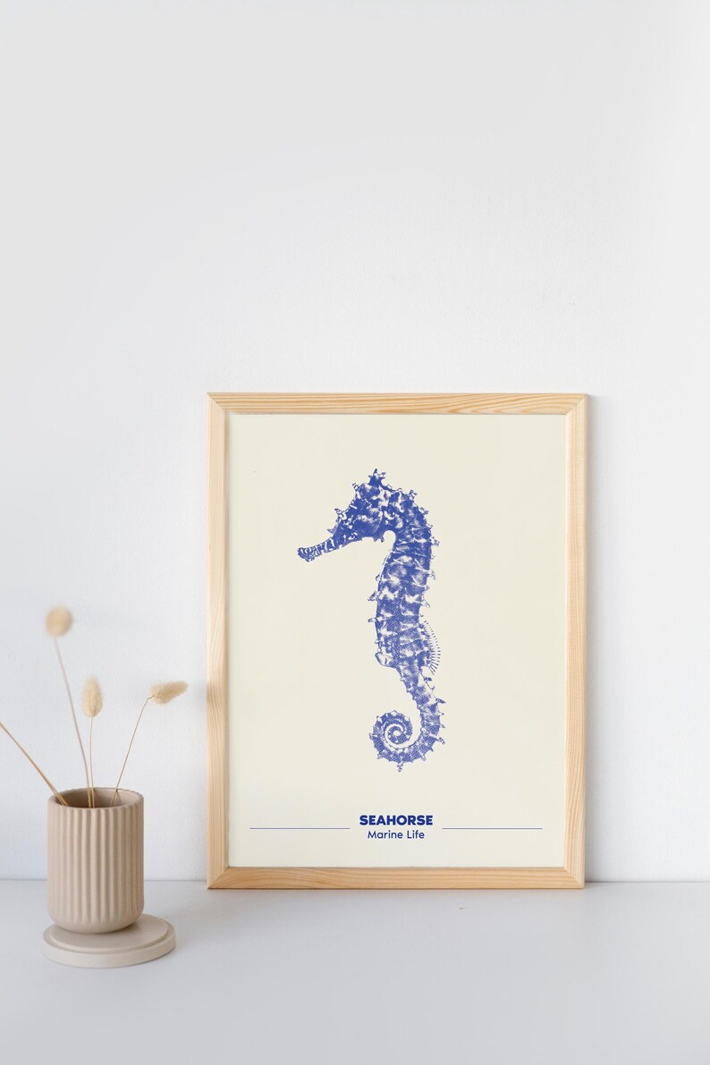 Vintage Seahorse Print – Marine Biology Art, Nautical Ocean Poster ...