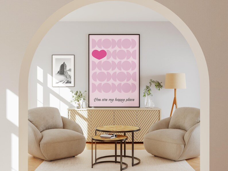 Valentine Heart Print for Download Black Pink Heart Romantic Wall Art ...