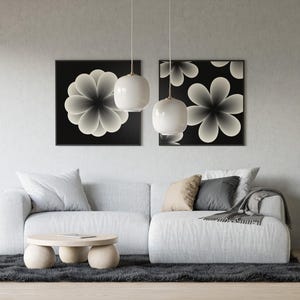 GRADIENT FLOWER ART, White Black Wall Art, Printable Wall Art, Modern ...