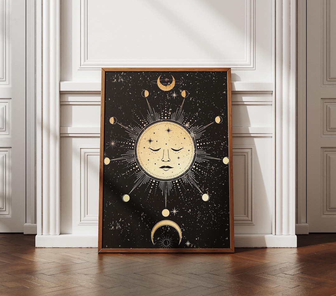 Celestial Prints Boho Sun Art Vintage Celestial Wall Art Celestial ...