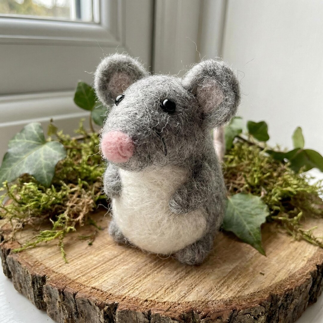 Needle Felted Mouse Sculpture, Needle Felted Mouse Figurine, Handmade ...